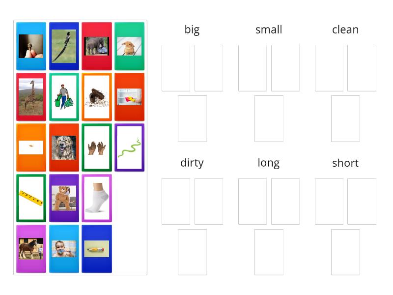 big, small, clean, dirty, long, short - Group sort