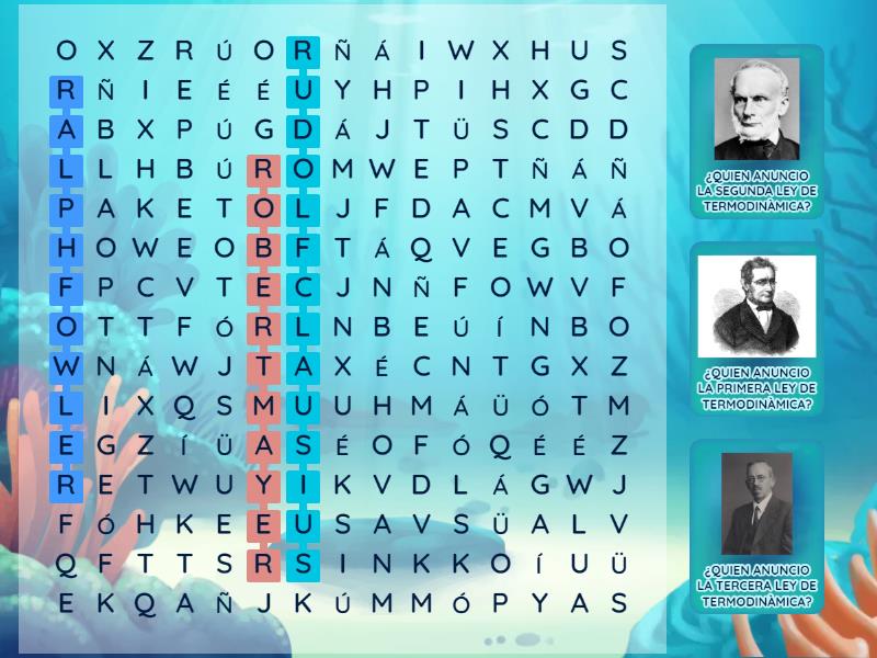LAS LEYES DE LA TERMODINAMICA - Sopa de letras