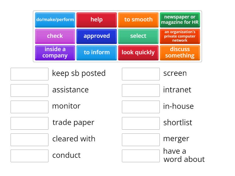 Match words to the synonyms - Match up