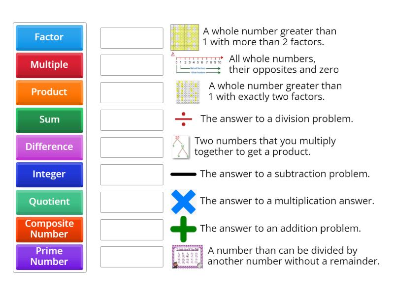 Integer Vocabulary Practice - Une las parejas