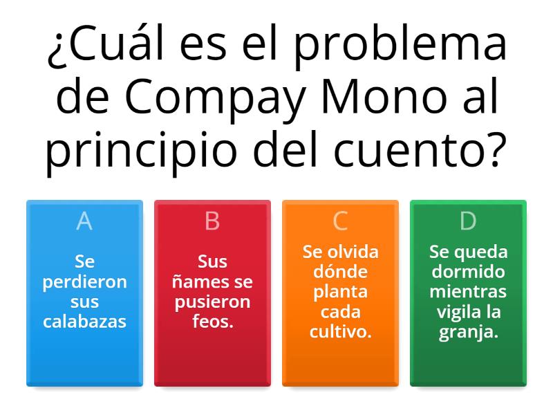 Preguntas de comprension Compay Mono y Comay Jicotea - Kvíz