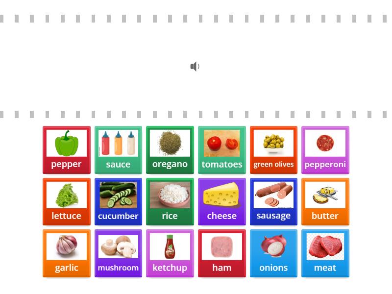 LISTENING - INGREDIENTS VOCABULARY GAME - Find the match