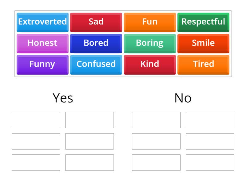 Personality adjectives - Group sort