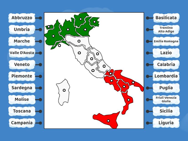 Le regioni d'Italia - Labelled diagram