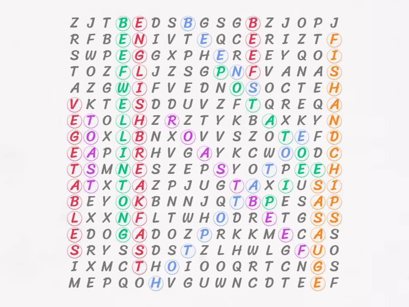SOPA DE LETRAS RUTINA - Wordsearch