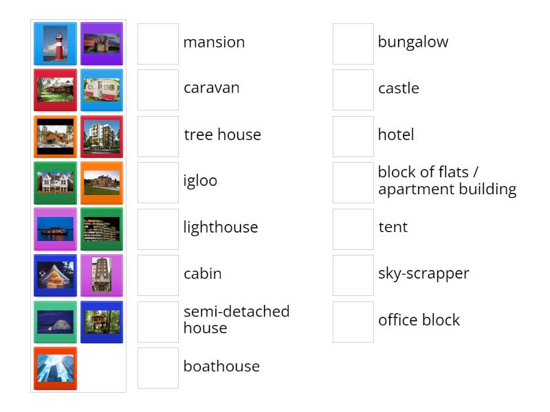 Types of Houses (matching) - Match up