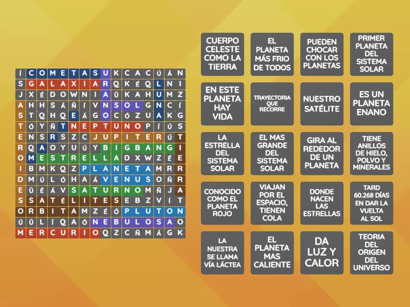 EL UNIVERSO - Sopa de letras