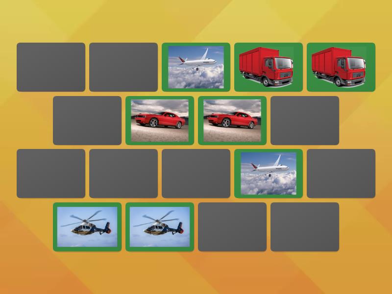 Transportation Memory Game - Matching pairs