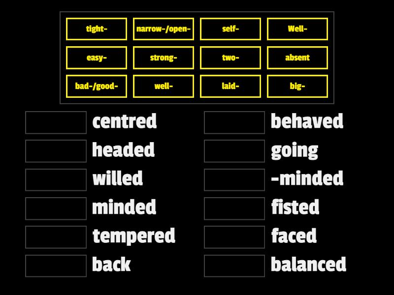 Compound adjectives, personality (Upper-Intermediate) - Match up
