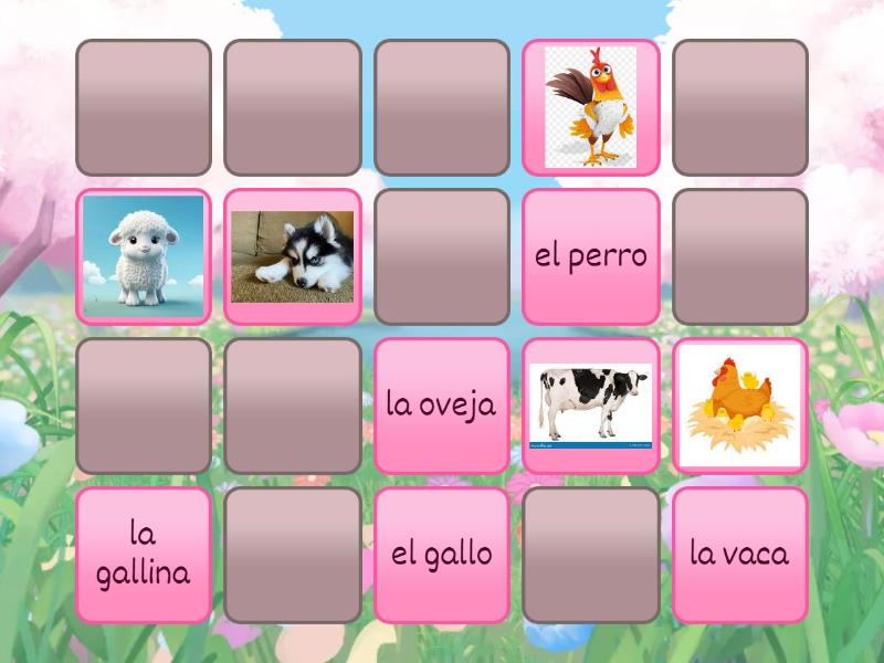 animales de la granja - Matching pairs