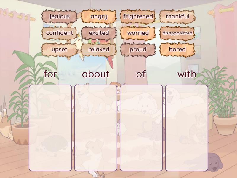 6B U6 Adjectives + Prepositions - Group sort