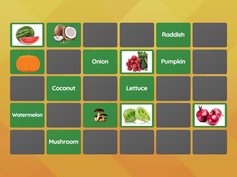 Fruits and vegetables - Matching pairs