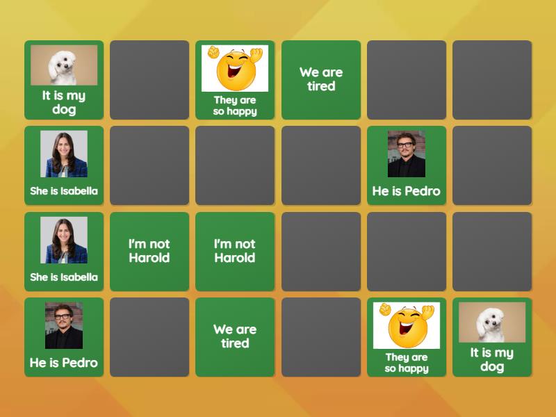 Memory verb Be - Matching pairs