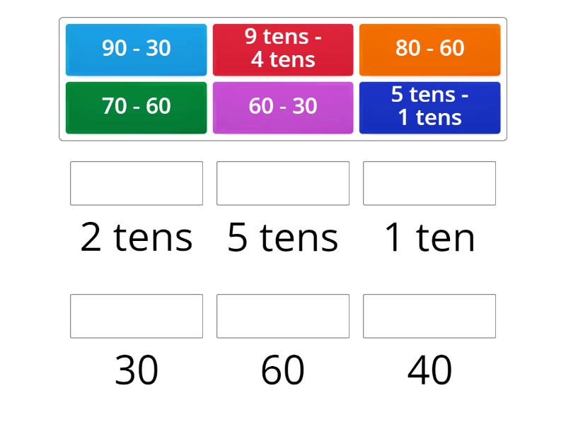G1-Subtract tens - Match up