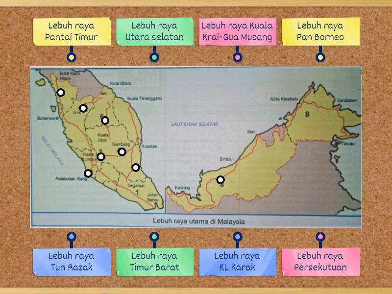 Lebuh raya utama di Malaysia Geografi Tingkatan 2 - Imagem com legenda