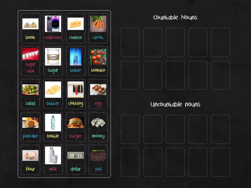 Countable and Uncountable nouns - Group sort