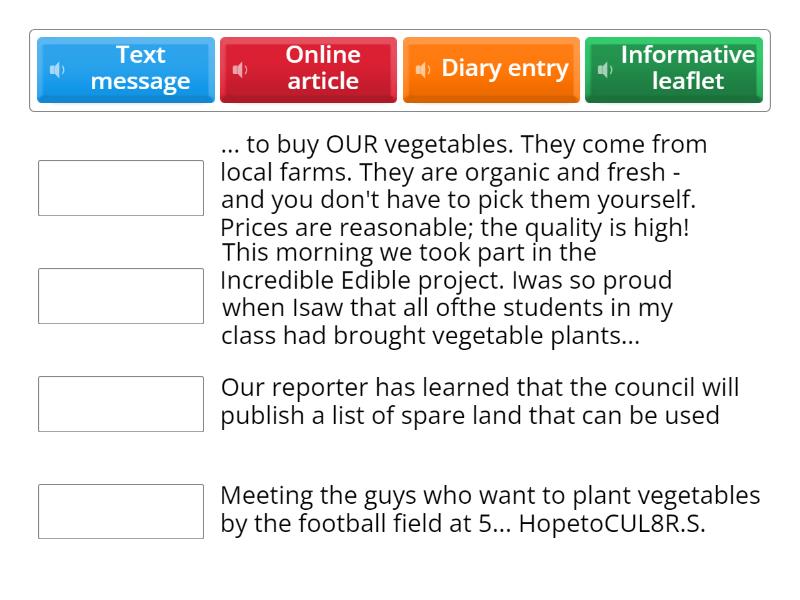 MATCH TEXTS WITH TEXT TYEPE. - Une las parejas