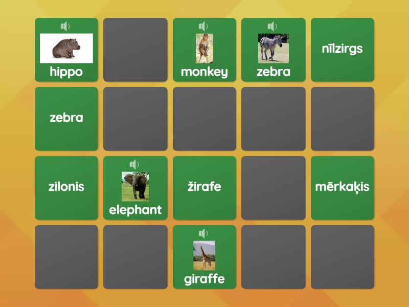 Wild animals (Bright Ideas 2) - Matching pairs