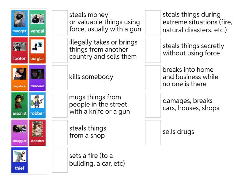 Criminals_Solutions. Pre-Intermediate_Unit 8A - Match up