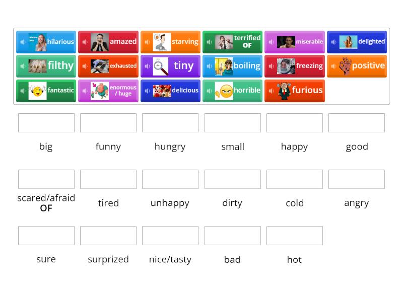 english file intermediate 2B strong adjectives - Match up