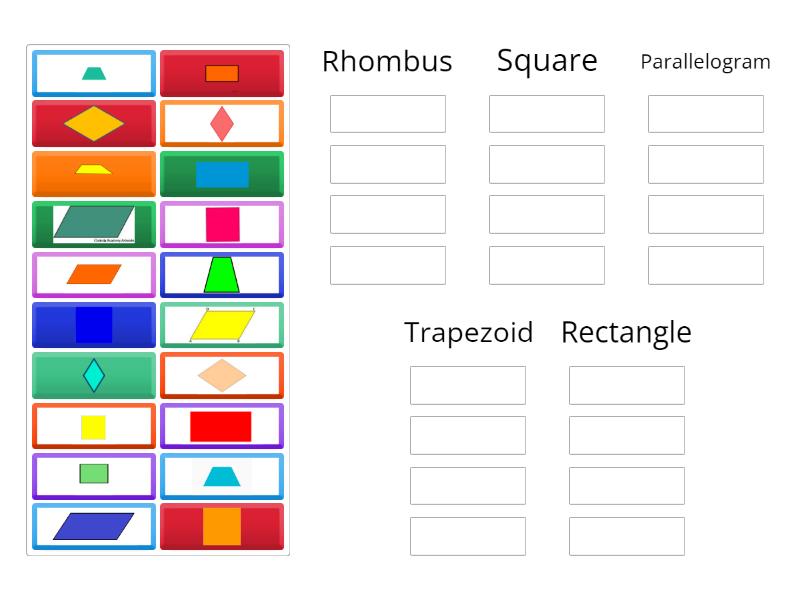 Quadrilaterals: Choose the BEST example - Group sort
