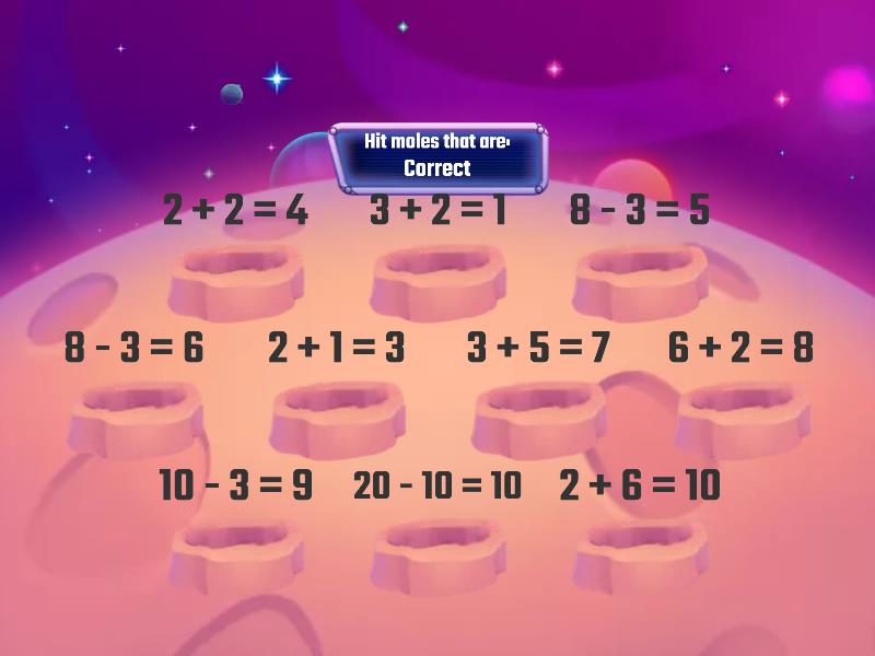 Math Fun game (+ -) - Whack-a-mole