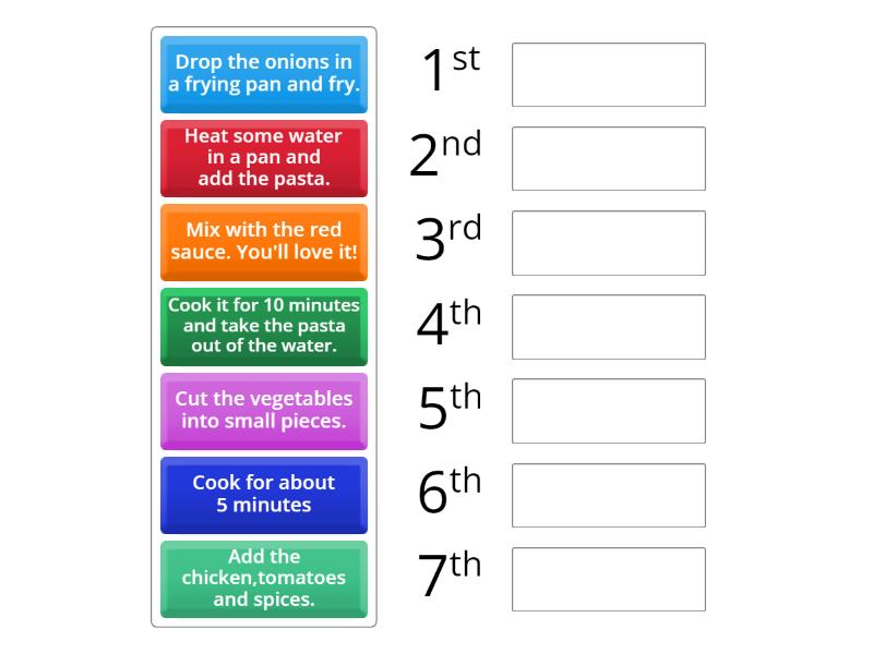 COOKING - Rank order