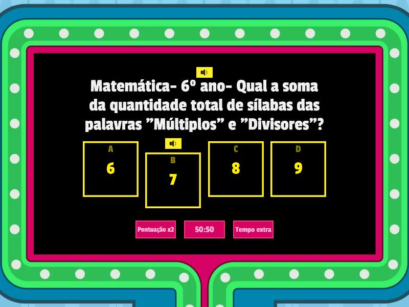 Estudos de Aprendizagem contínua- Matemática - Gameshow quiz