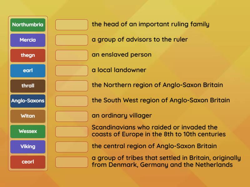 Anglo-Saxon vocabulary 7S 7H - Match up
