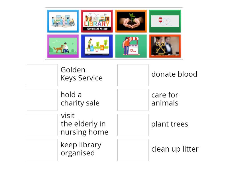 Different kinds of volunteer work - Match up