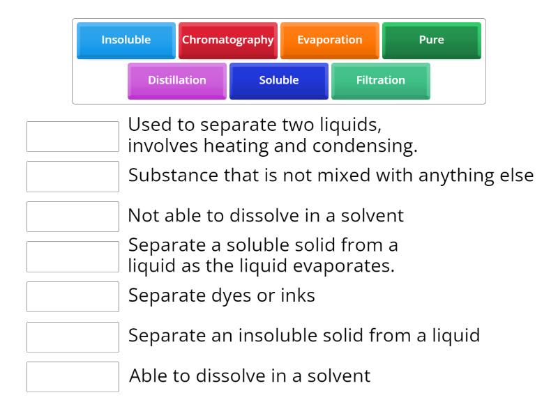 Separating Mixtures - Match up