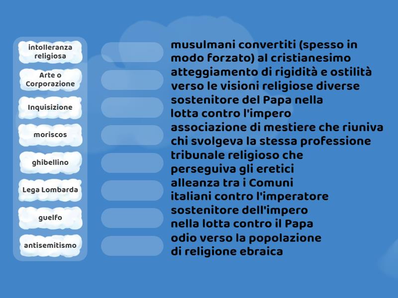 Lessico 2 - storia Basso Medioevo - Match up