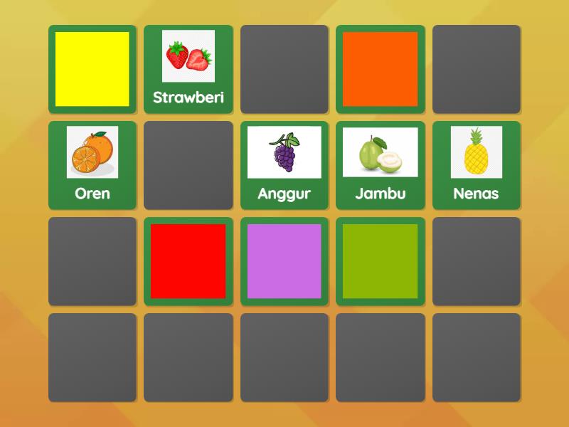 Kenali buah-buahan mengikut warna. - Matching pairs