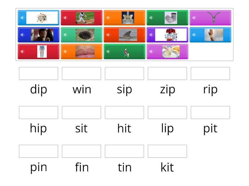 Phonics Practice: it/in/ip - Match up
