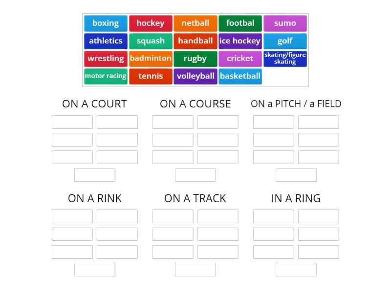 Places where we do sports - Group sort