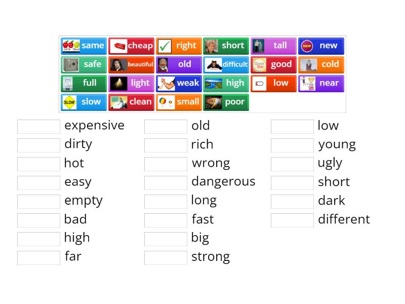 EF elementary unit 2B opposite adjectives - Match up