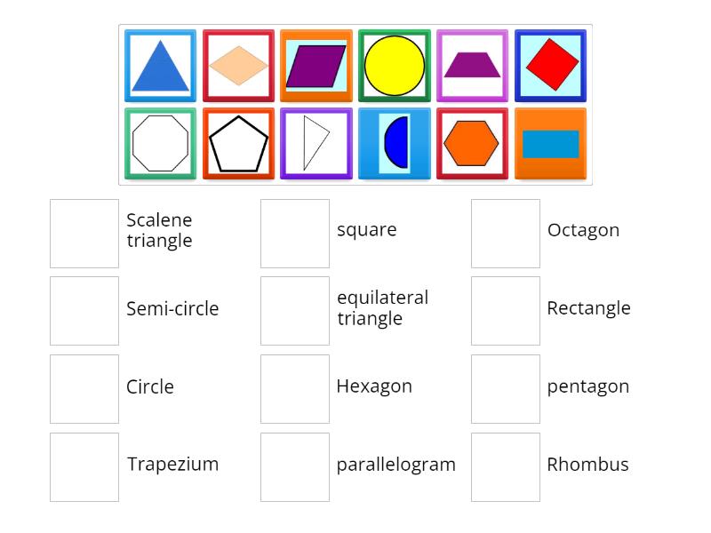 2D Shape Names- Matching Game - Match up