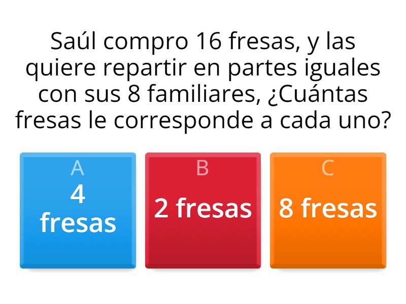 Problemas de divisiones y multiplicaciones 5A y 5b - Quiz