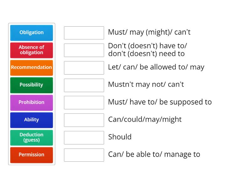 Present Modals B2 - Match up