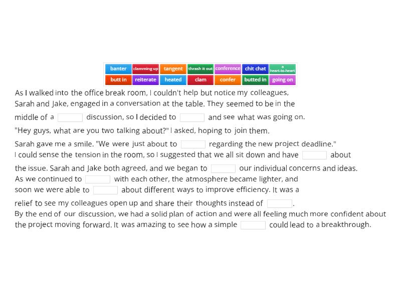 Unit 2D: Conversation - Complete the sentence