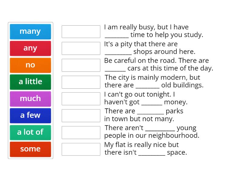 Quantifiers - Revision- Part 1 - Match up