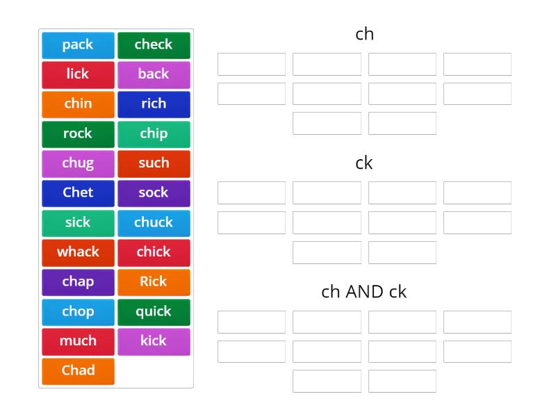1.3 ck or ch word sort - Group sort