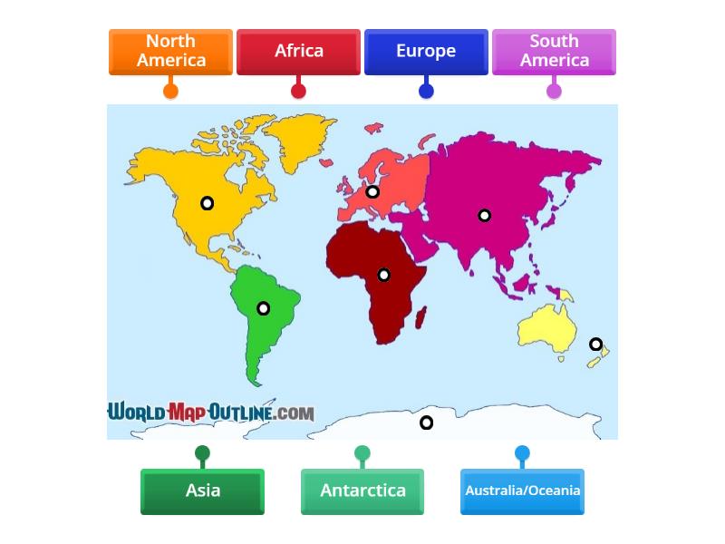 match the Seven Continents - Labelled diagram
