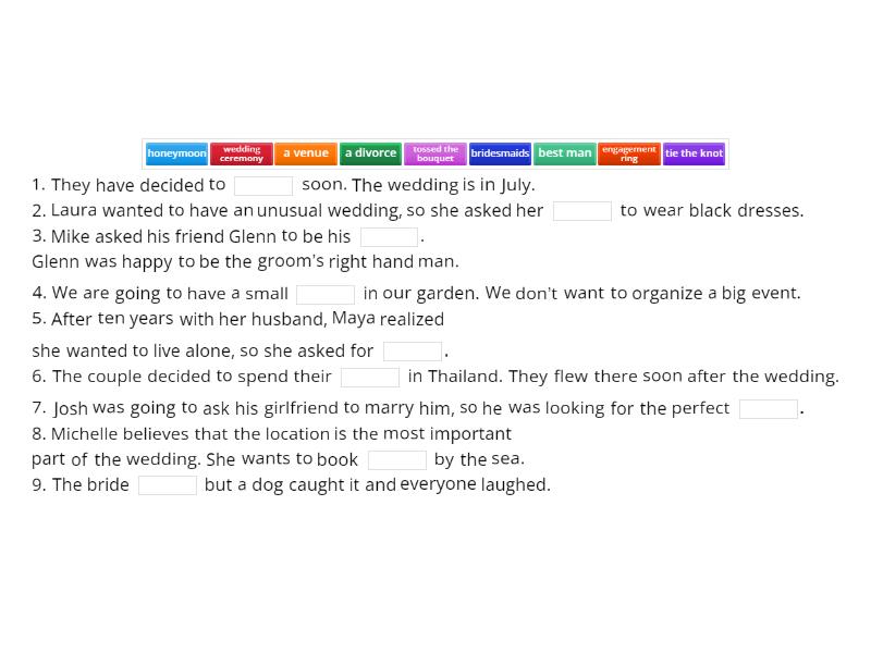 A wedding - Complete the sentence