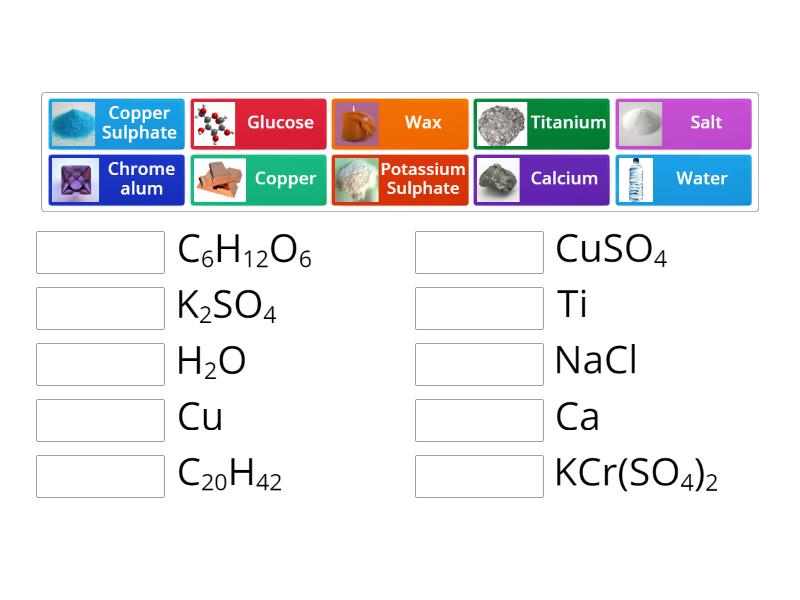 KS3 compounds and elements sort - Match up