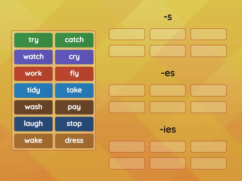 Present Simple endings - Group sort
