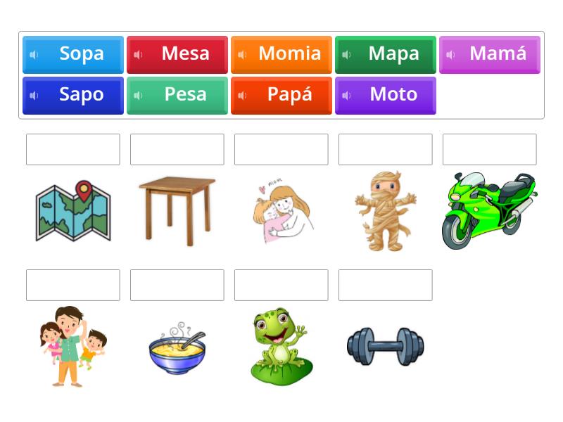 Palabras con M, S, P - Match up