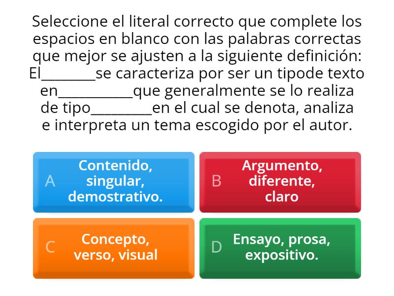 Examen de Lengua y Literatura de 10MO"A" - Cuestionario