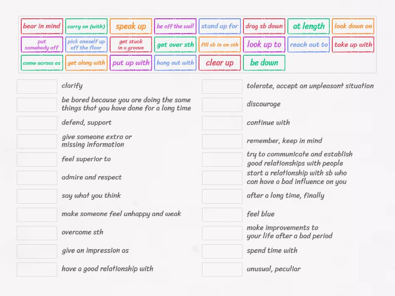 GG B2 + Unit 8 Use of English 2 Phrasal verbs - Match up