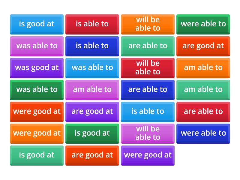 be able to / be good at - Flip tiles